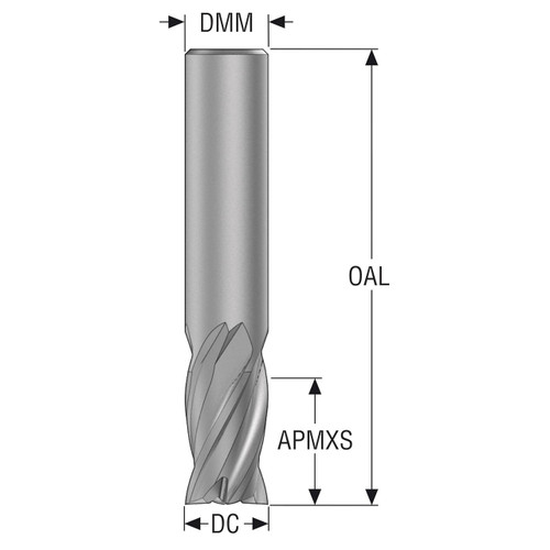 Seco Tools 10201807 | 12.70mm Shank x 63.50mm OAL 4 Flute 35 Degree ...