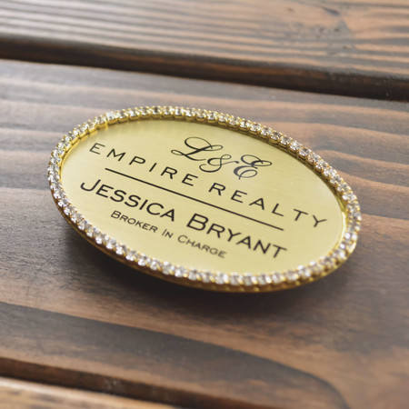 Custom Bling Name Badge - Oval - Bazua Signs & Graphics