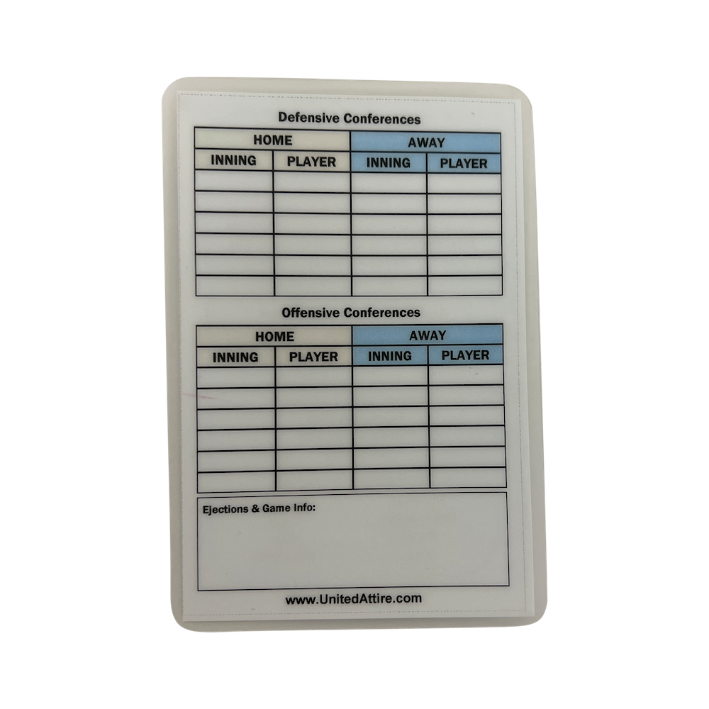 Reusable 2-Sided Umpire Card