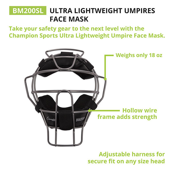 Lightweight Baseball Umpire Face Mask (Silver)