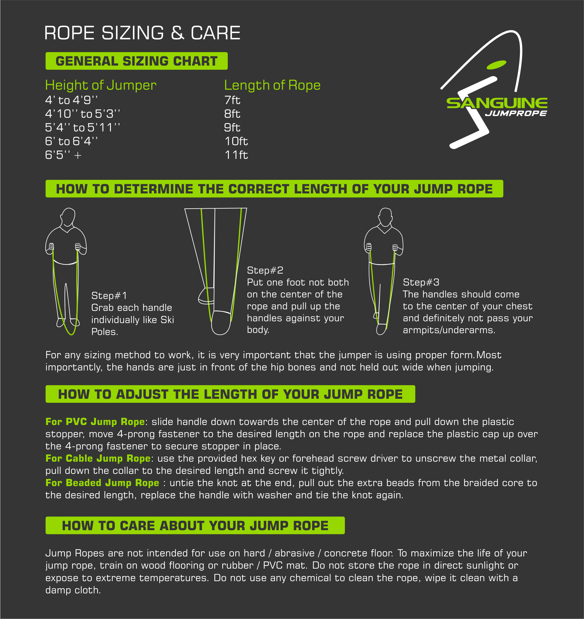 Rope Sizing Care