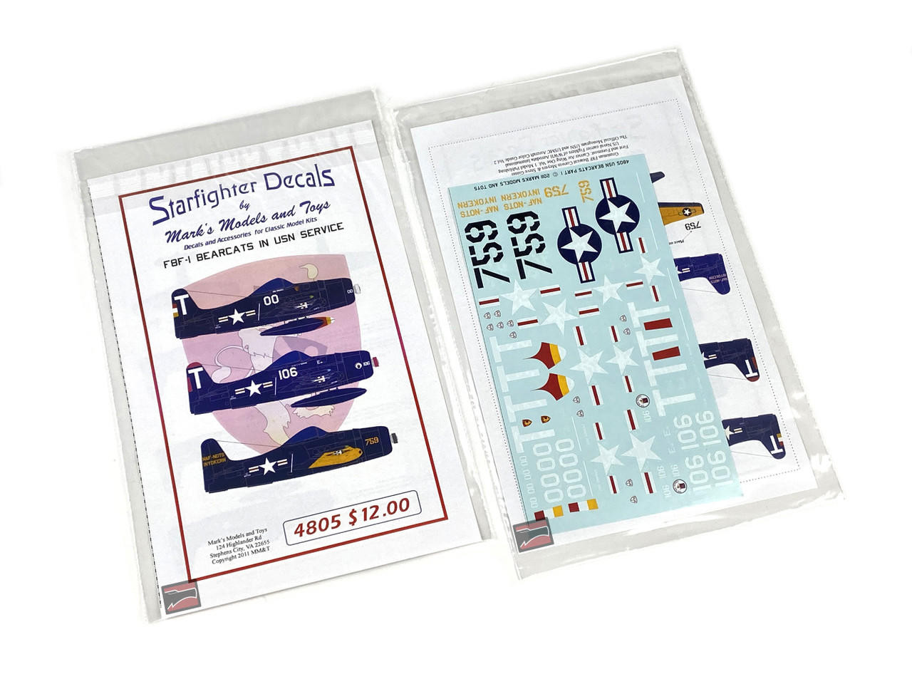 1/48 Starfighter Decals - F8F1 Bearcats in USN Service - MMD - Military ...