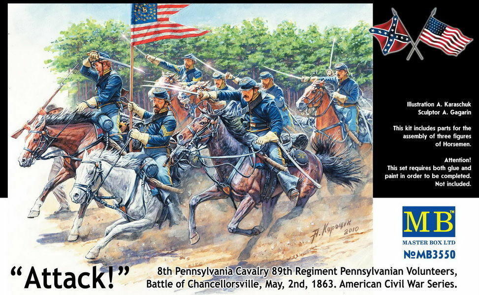 1/35 Master Box Civil War 8th Pennsylvania Cavalry 89th Regiment Figure ...