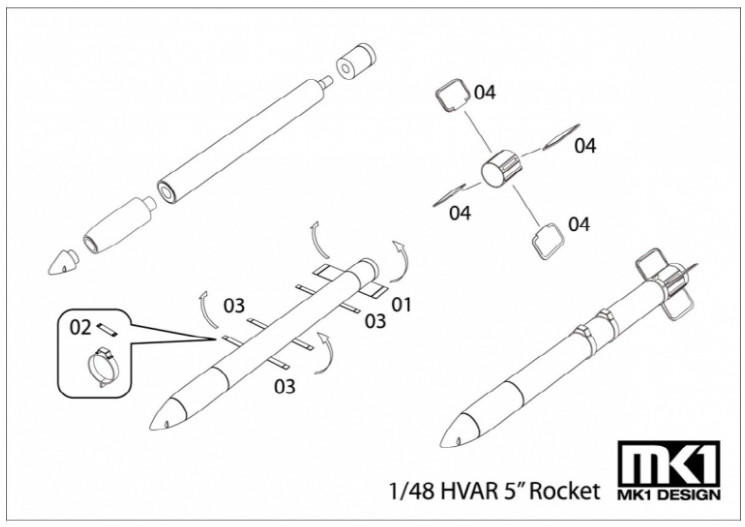 1/48 KA Models 5 inch HVAR ROCKET 4set - Squadron.com