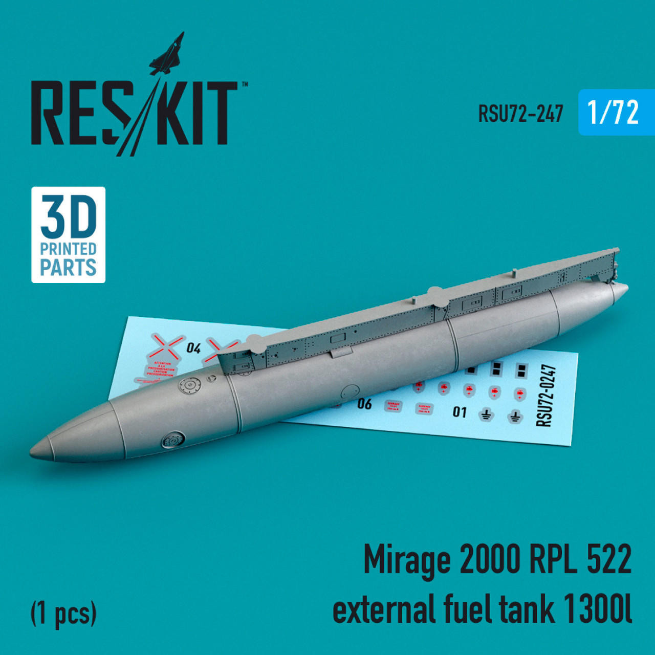 1/72 Reskit Mirage 2000 RPL 522 external fuel tank 1300lt (3D printing ...