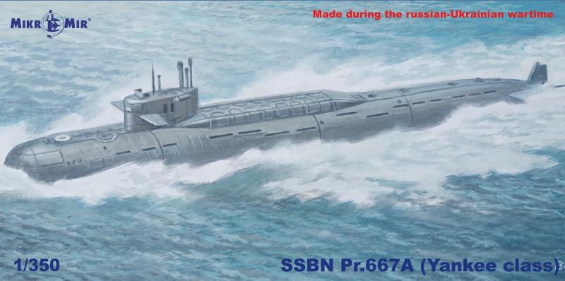1/350 Mikro Mir SSBN Pr.667A (Yankee Class) Submarine Plastic Model Kit ...