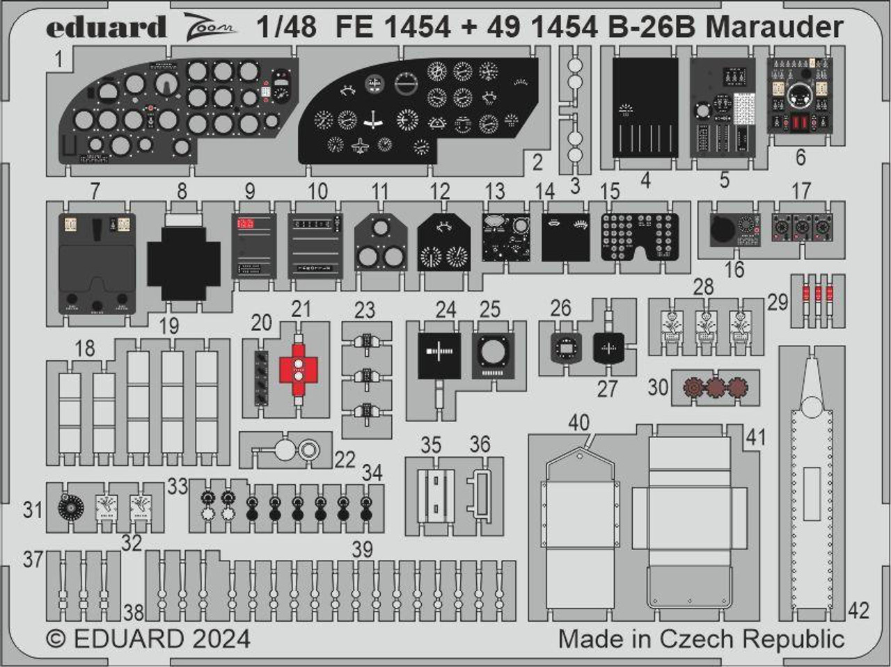 1/48 Eduard B-26B Marauder cockpit & nose interior Photo etched set ...