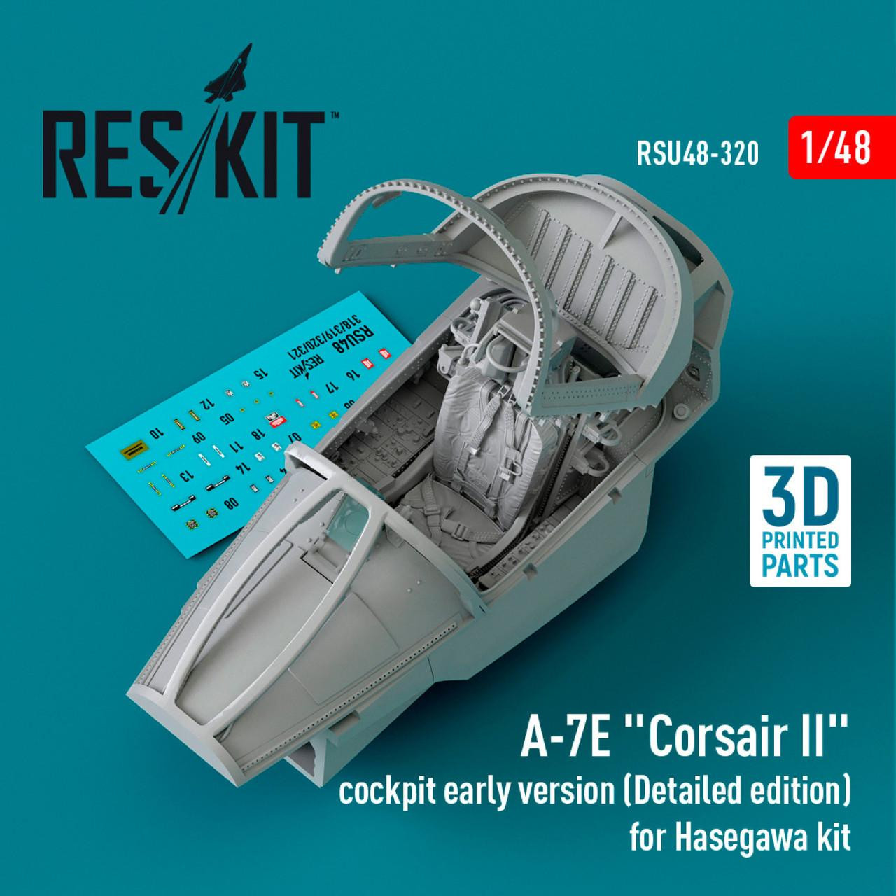 1/48 Reskit A-7E Corsair II cockpit early version for Hasegawa kit (3D Printed) (1/48 ...