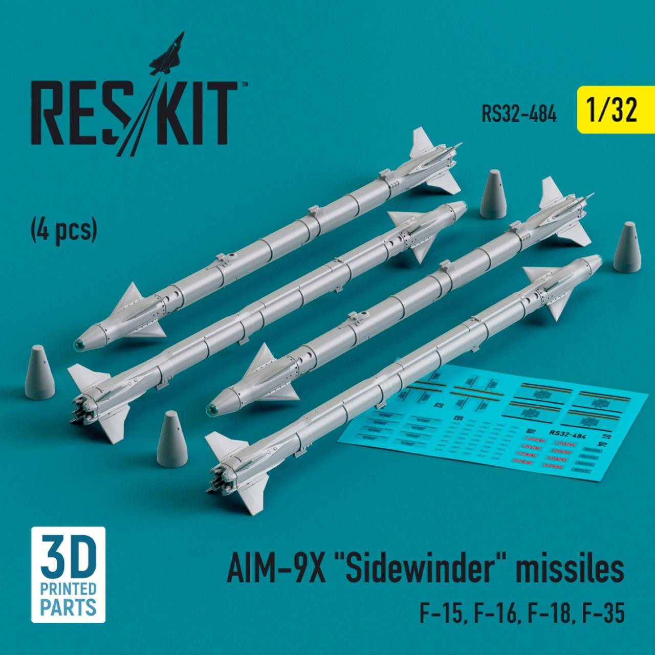 1/32 Reskit L5AIM-9X Sidewinder missiles (4 pcs) (3D Printed) (1/32) - Squadron.com