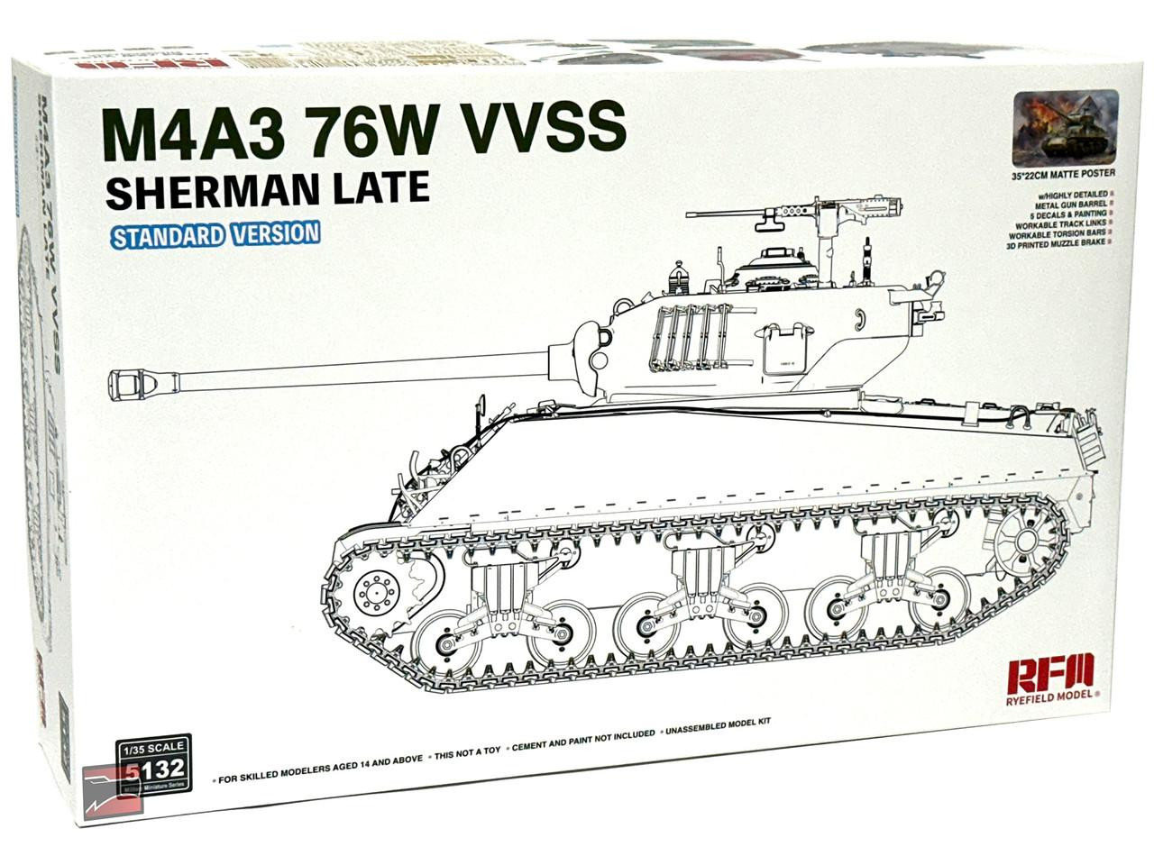 1/35 Ryefield M4A3 Sherman 76W VVSS Late (Standard Version) Plastic ...