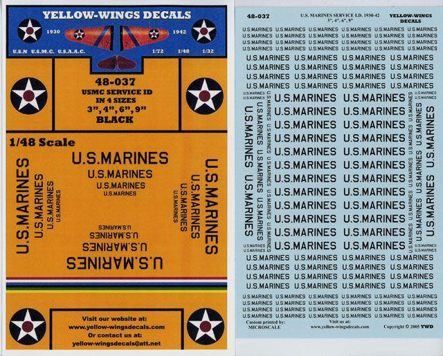 1/48 Yellow Wings Decals USN 1930-45 Service ID (US Navy) White - MMD ...