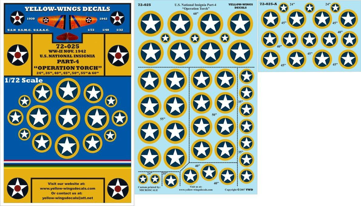 1/72 Yellow Wings Decals US National Insignia Operation Torch - MMD ...