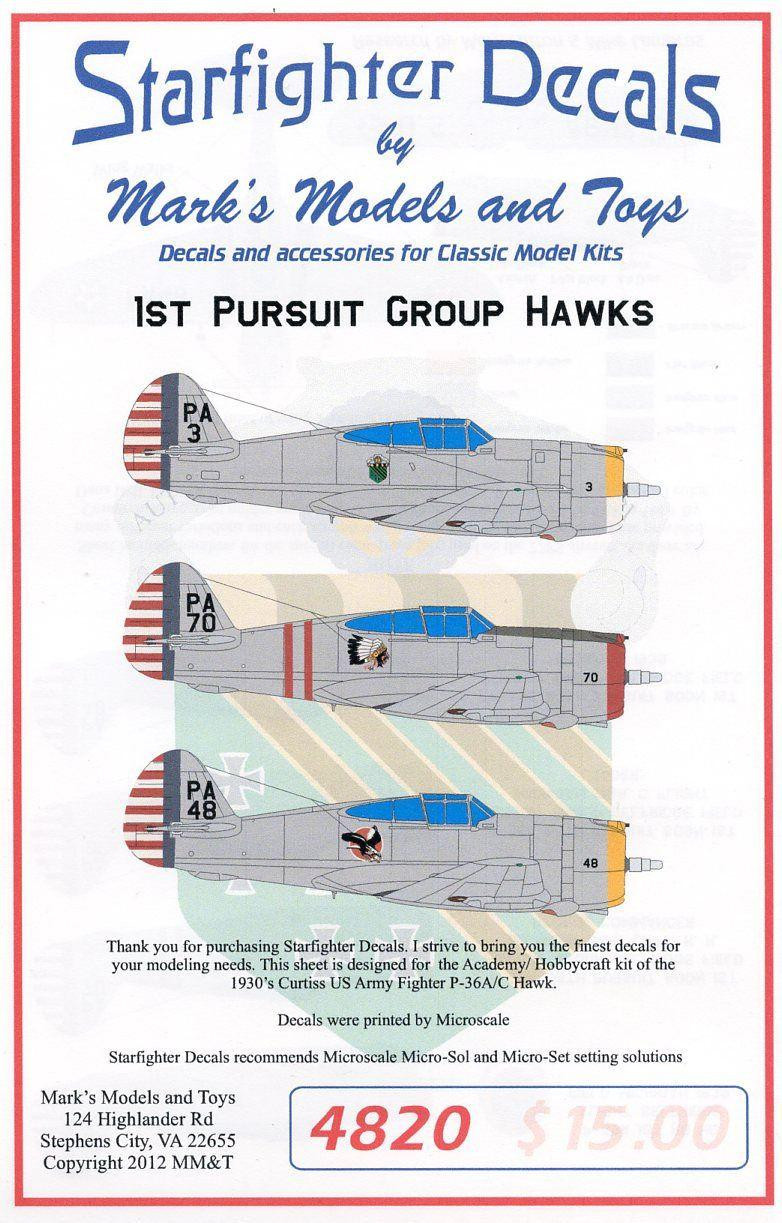 1/48 Starfighter Decals P-36 Hawks Part 2 1st Pursuit Group - Squadron.com