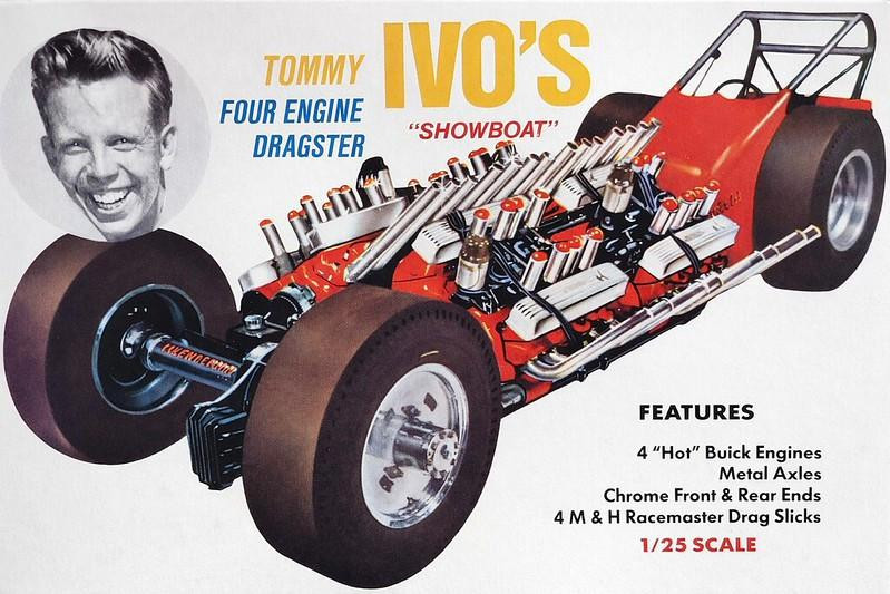 1/25 Atlantis Tommy Ivo's Showboat Four Engine Dragster with 4 Buick ...