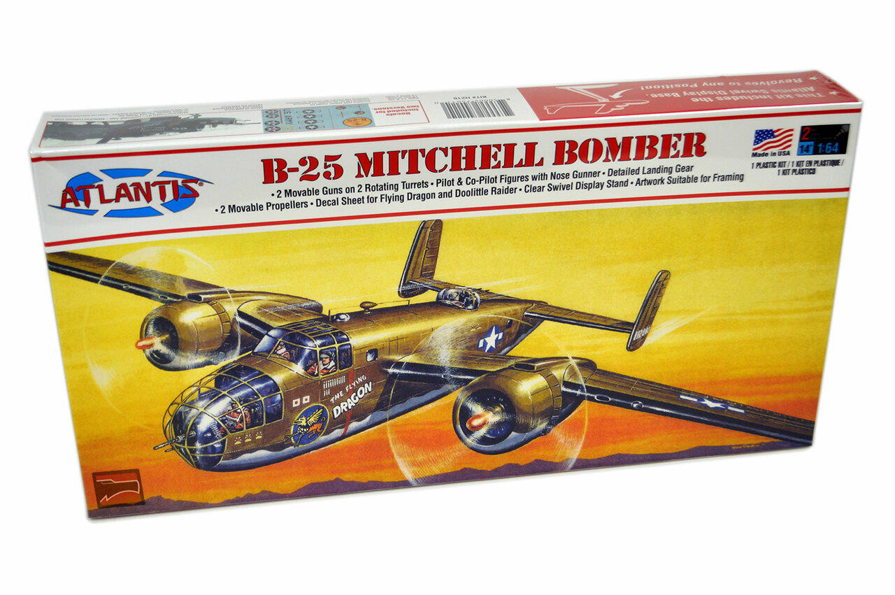 1/64 Atlantis B-25 Mitchell Bomber Plastic Model Kit - Squadron.com