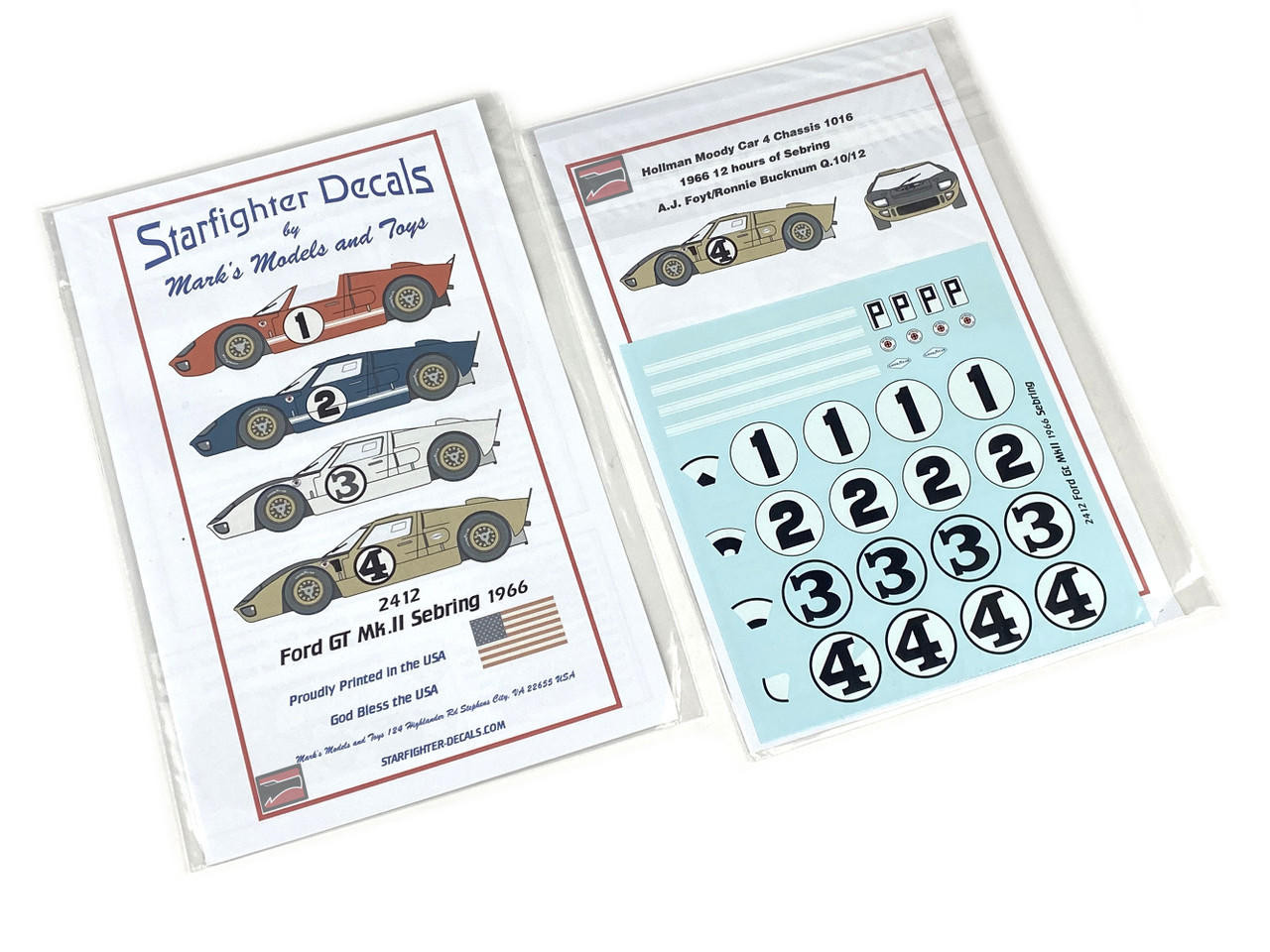 1/24 Starfighter Decals - Ford GT MK II Sebring 1966 - Squadron.com