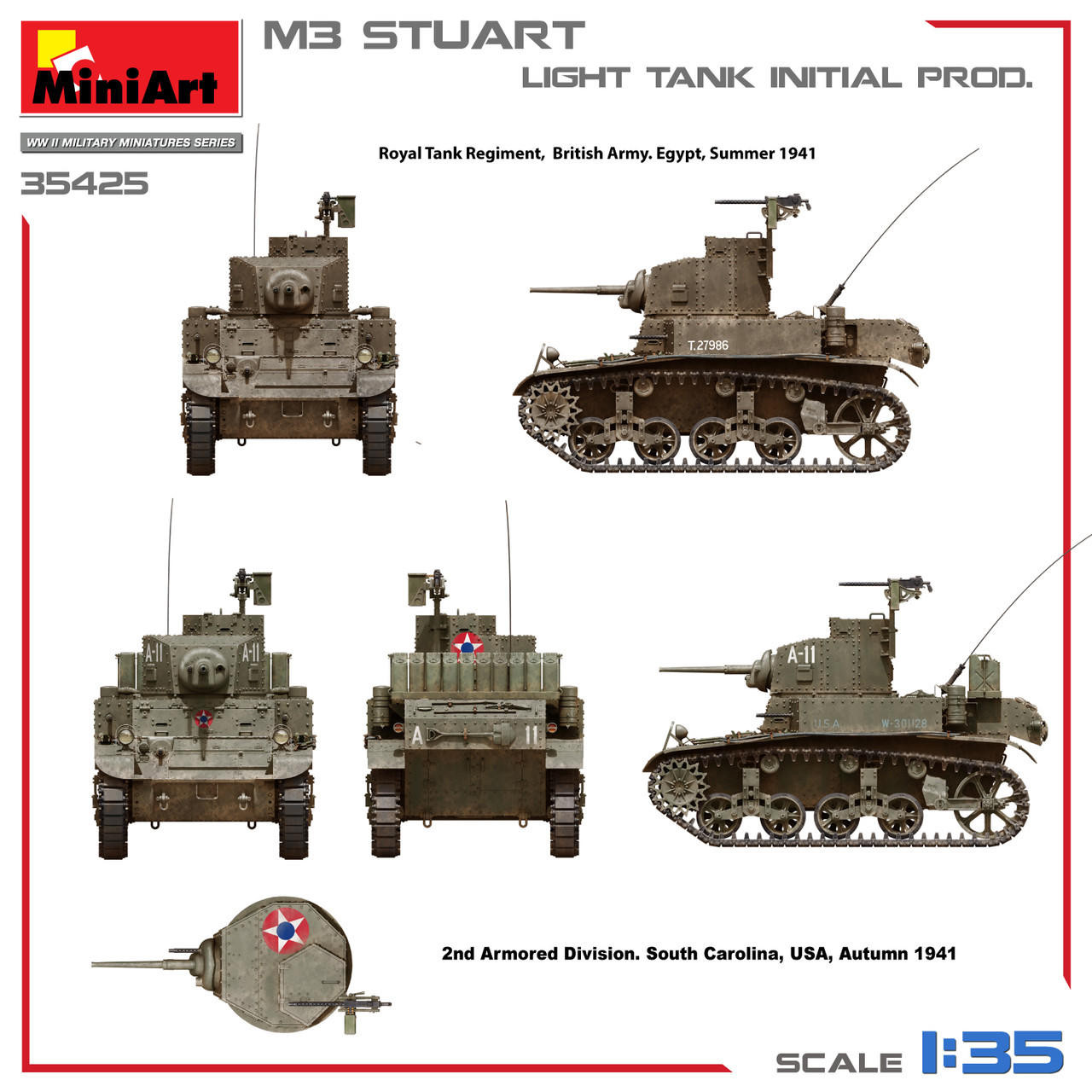 1/35 Miniart M3 Stuart Light Tank (Initial Production) - Squadron.com