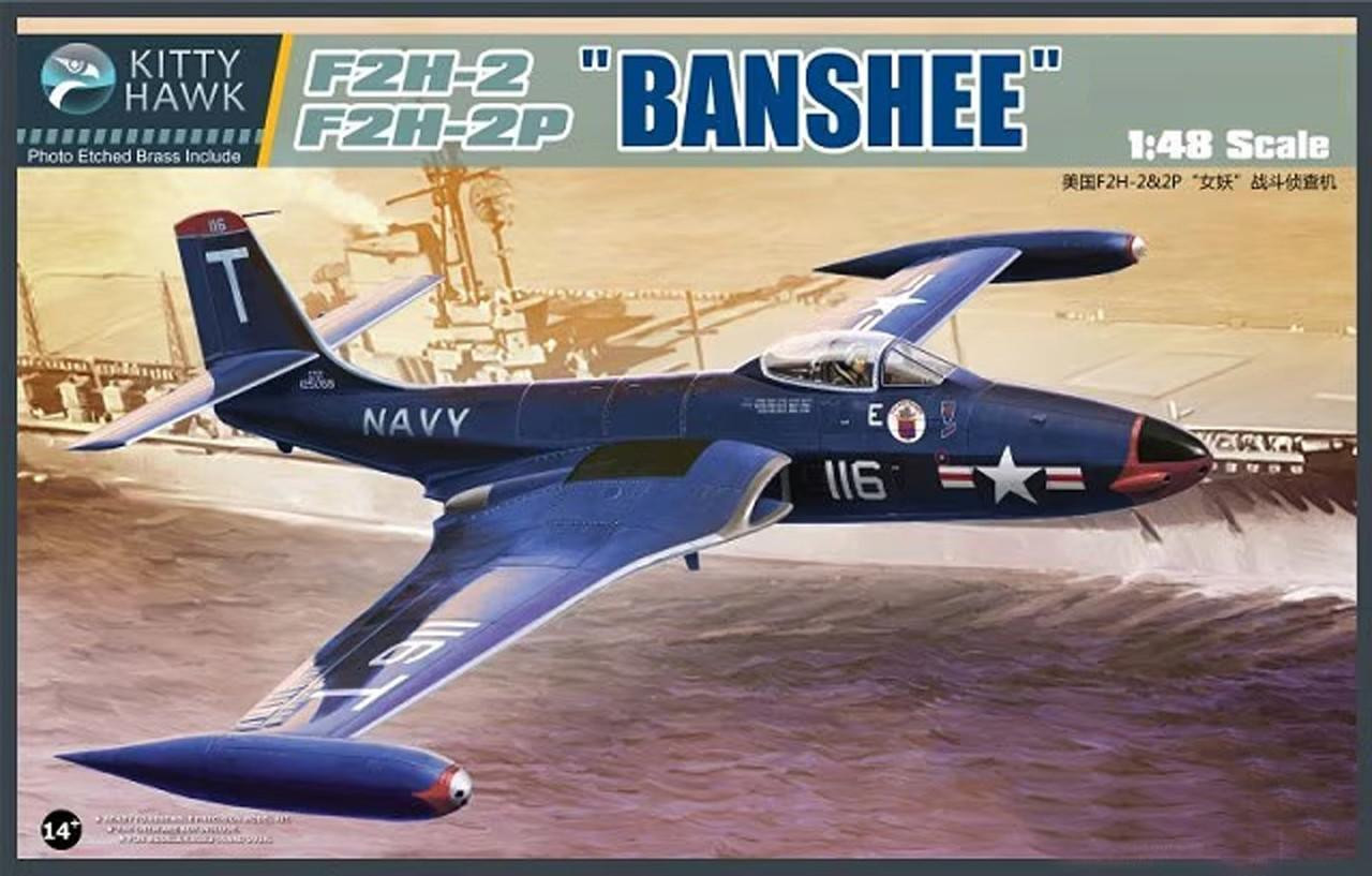 1/48 Kitty Hawk F2H-2 / F2H-2P Banshee Plastic Model Kit - Squadron.com