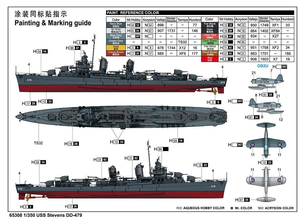 1/350 iLoveKit USS Stevens DD-479 Fletcher Class Plastic Model Kit ...