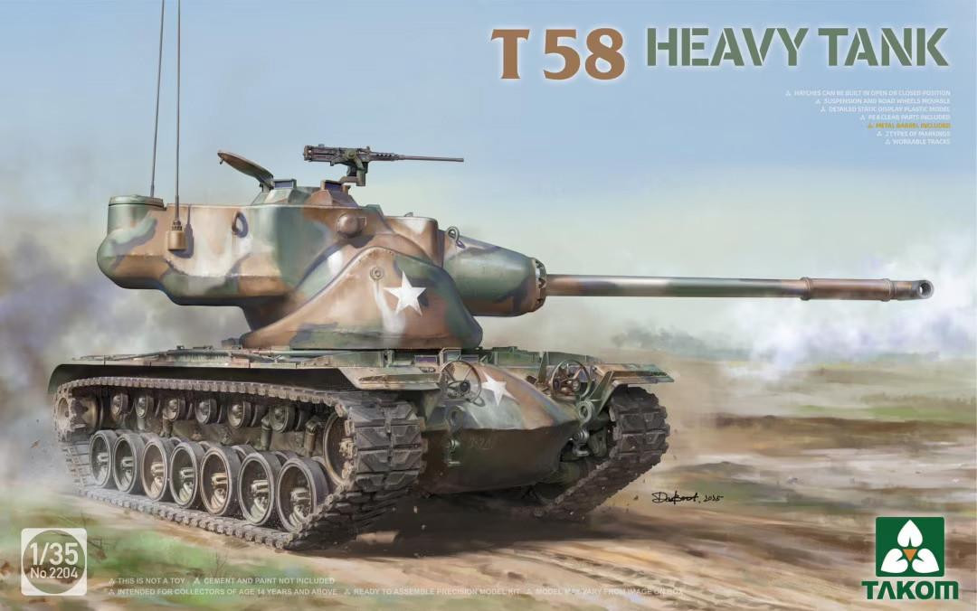 1/35 Takom T58 Heavy Tank Plastic Model Kit - Squadron.com
