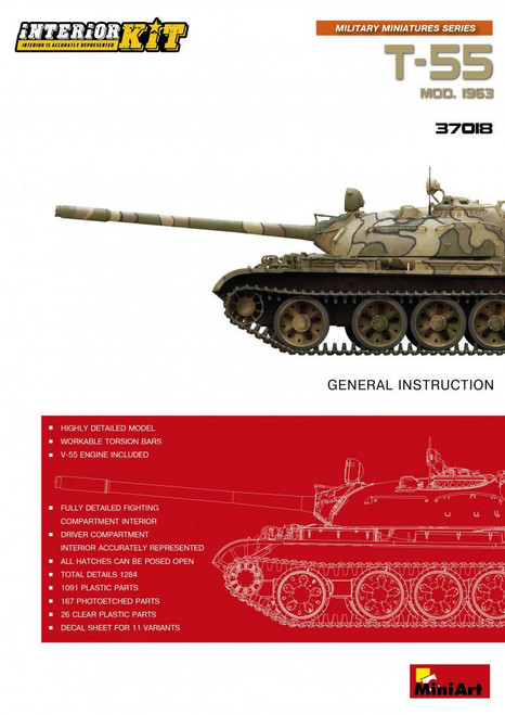 1/35 Miniart Soviet T55 Mod 1963 Tank w/Full Interior - Squadron.com
