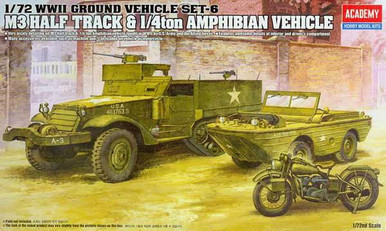 1/72 Academy US M3 Half Track, Amphibian & Motorcycle - MMD - Military ...
