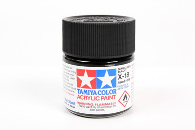 Tamiya Large Acrylic Paint X-18 Semi Gloss Black - 81018 - MMD ...