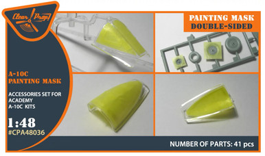 1/48 Clear Prop A-10C double-sided painting mask on yellow kabuki paper ...