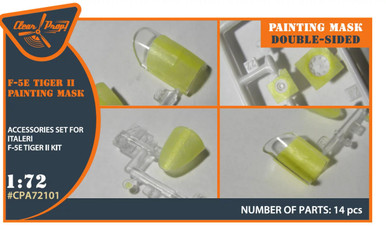 1/72 Clear Prop F-5E Tiger II painting mask on yellow kabuki paper for ...