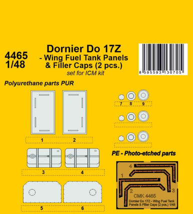 1/48 CMK Dornier Do 17Z - Wing Fuel Tank Panels & Filler Caps (2 pcs ...