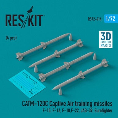 1/72 Reskit CATM-120C Captive Air training missiles (4 pcs) (3D Printed ...