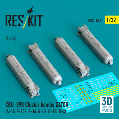 1/32 Reskit CBU-89B cluster bombs GATOR (4 pcs) (A-10, F-15E, F-16, B ...