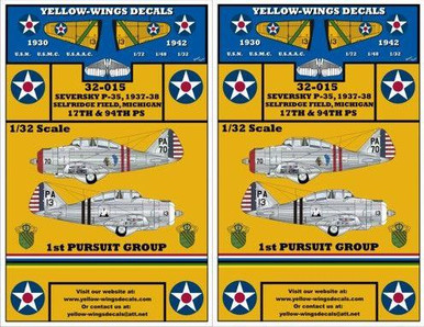 1/32 Yellow Wings Decals Seversky P-35 Fighter - MMD - Military Model ...