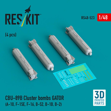 1/48 Reskit CBU-89B cluster bombs GATOR (4 pcs) (A-10, F-15E, F-16, B ...