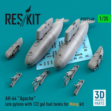 1/35 Reskit AH-64 Apache late pylons with 122 gal fuel tanks for Meng ...
