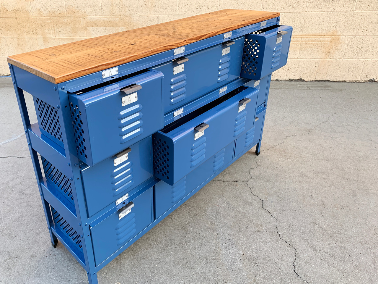 Custom 4 X 3 Locker Basket Unit with Reclaimed Wood Top - Rehab Vintage ...