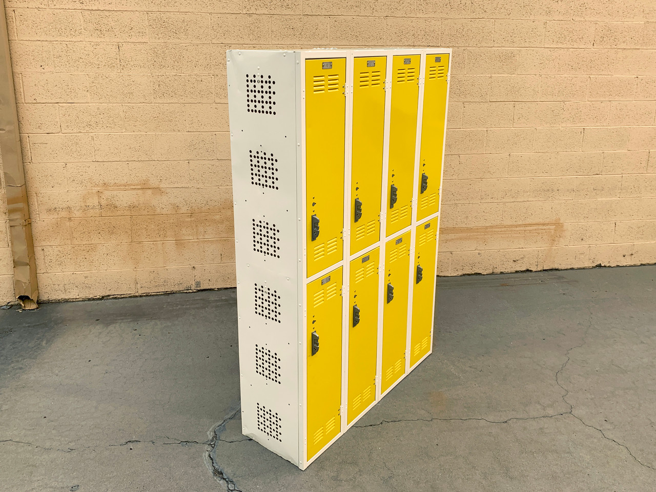 SOLD - Mid Century Column Locker Unit Refinished in Yellow and White ...