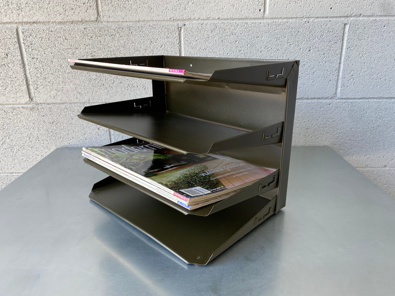 SOLD - 4 Tier File / Paper Organizer in Bronze - Rehab Vintage Interiors