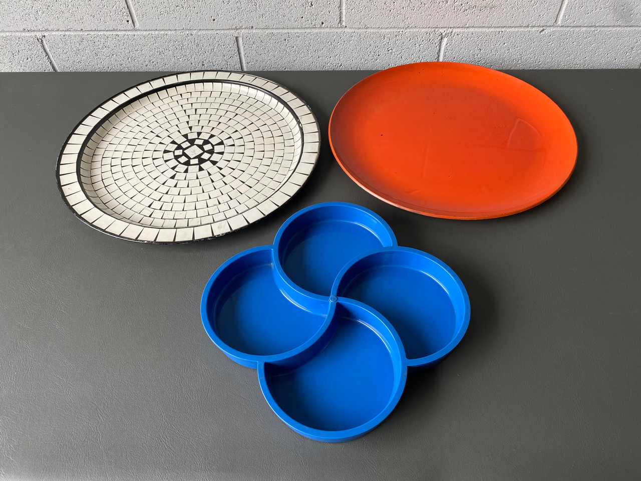 SOLD - Vintage Mid Century Multi Color Trays, Set of 3 - Rehab Vintage ...