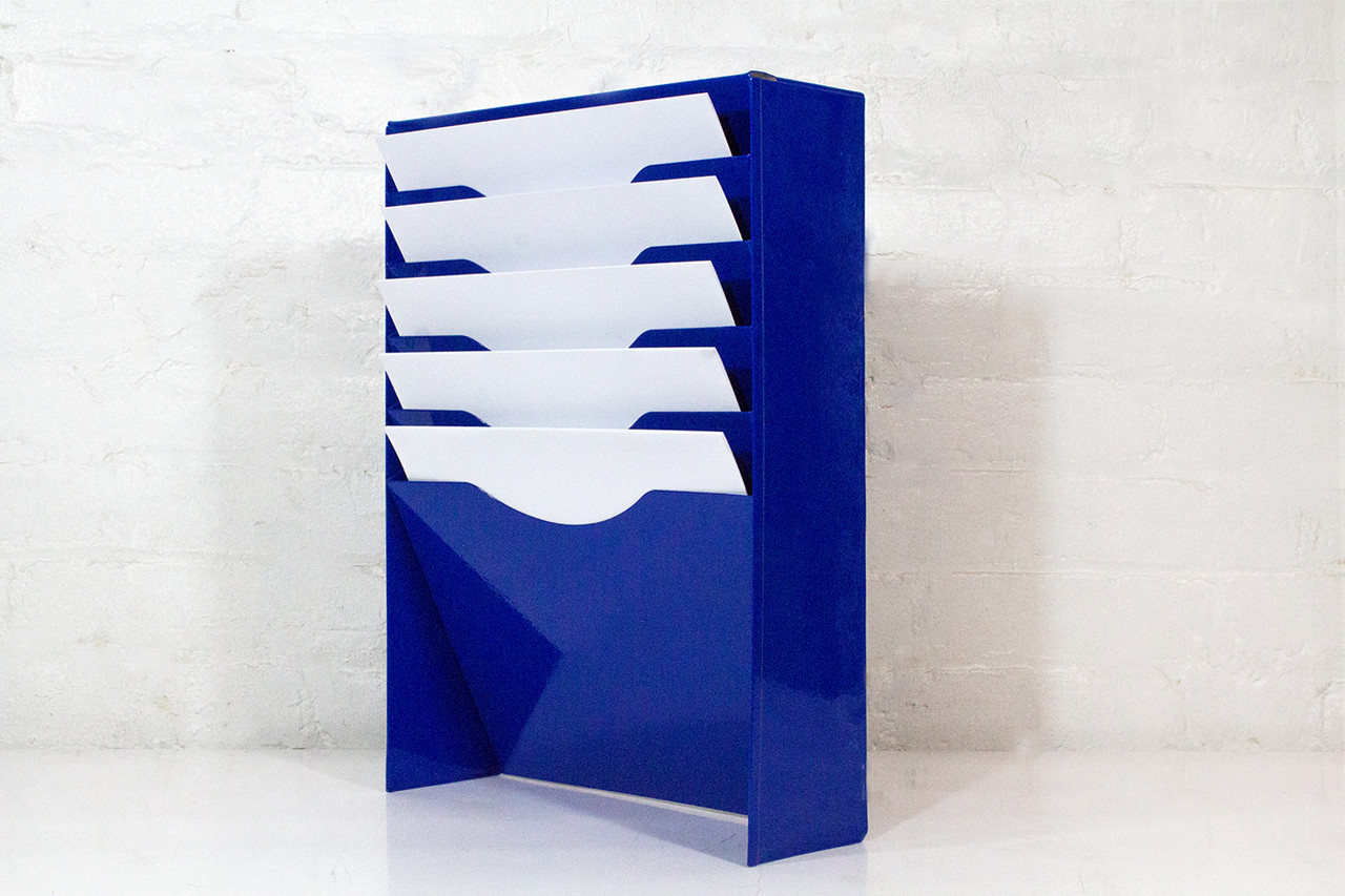 SOLD - Electric Blue File Holder - Rehab Vintage Interiors