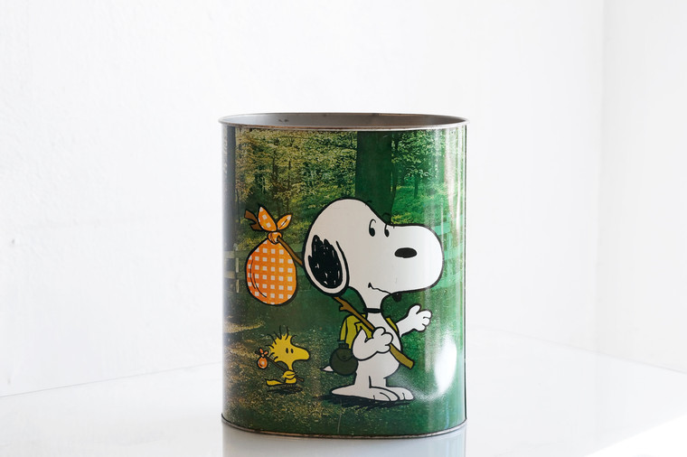 1970s Charlie Brown & Snoopy Trash Can - Rehab Vintage Interiors