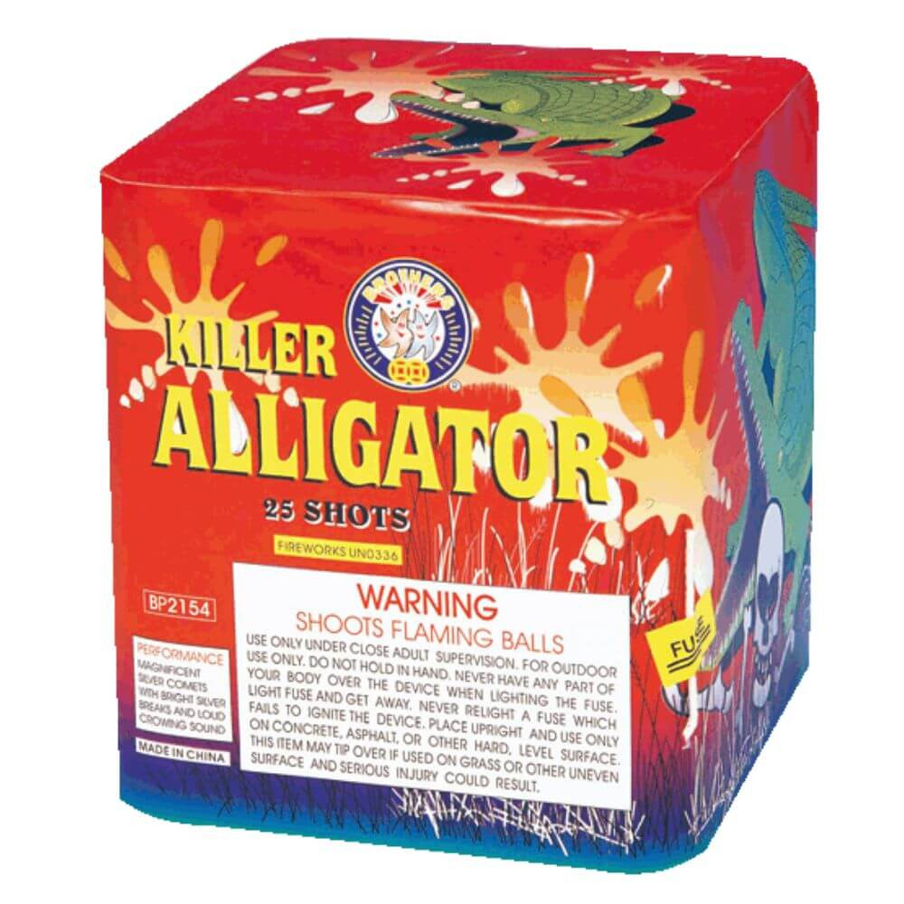 Killer Alligator 25 shot 200 Gram Cake - Brothers Pyrotechnics Brand ...