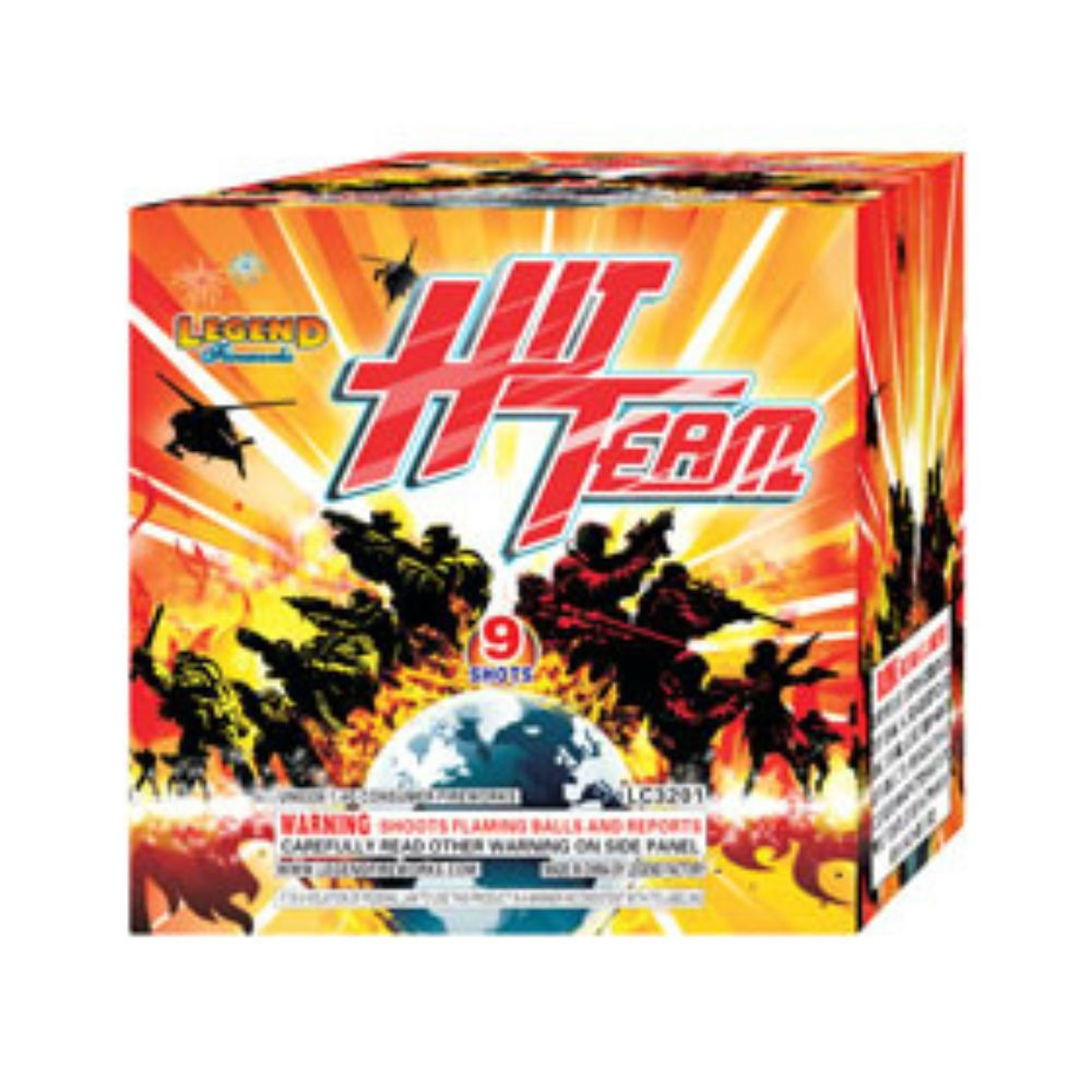 Hit Team 9 shot 200 Gram Cake - Legend Brand Fireworks