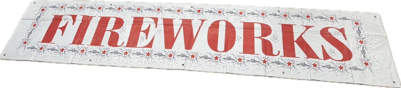 Fireworks Sign Red/White 2x10'
