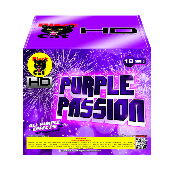 BC Purple Passion 18 shot 500 Gram Cake - Black Cat Brand Fireworks