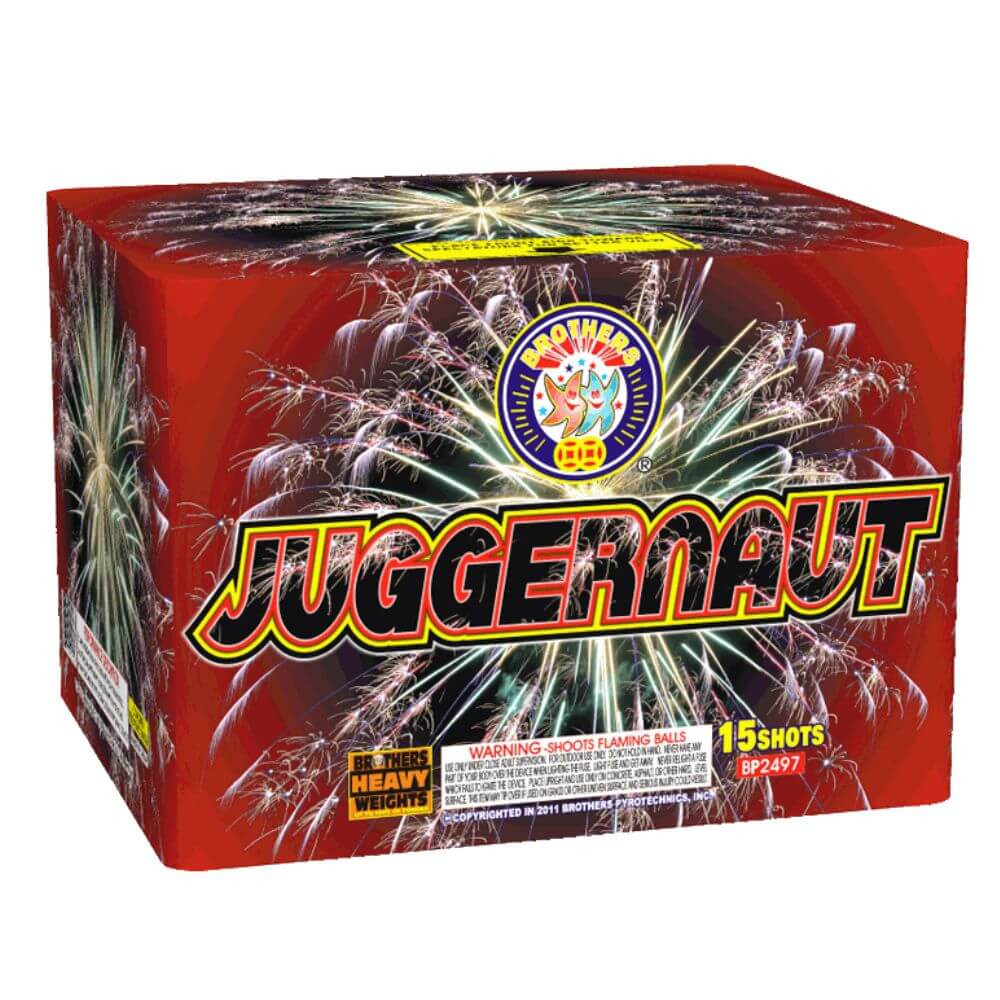 Juggernaut 15 Shot 500 Gram Cake Brothers Pyrotechinics Brand Fireworks