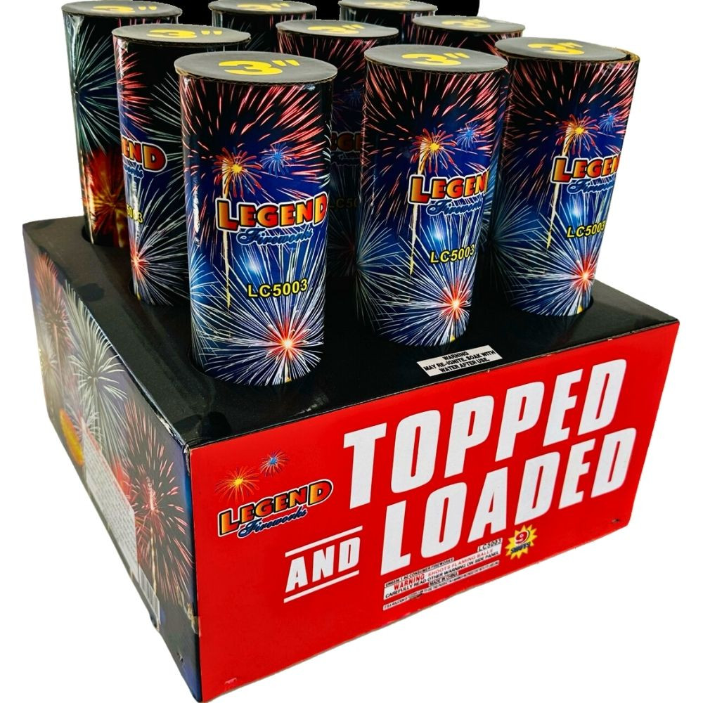 Topped and Loaded 9 shot 500 Gram Cake - Legend Brand Fireworks