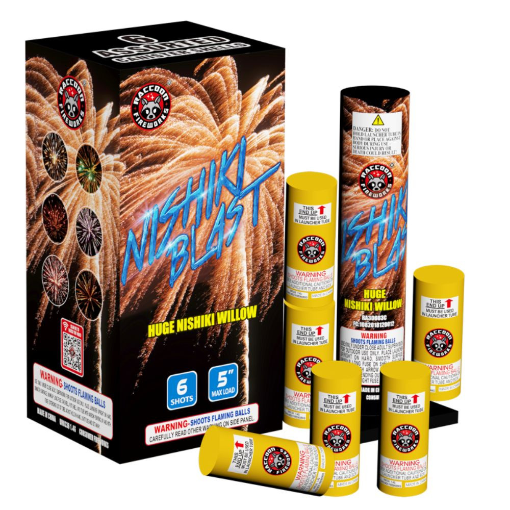 Nishiki Blast 5" Artillery Shells - Raccoon Brand Fireworks
