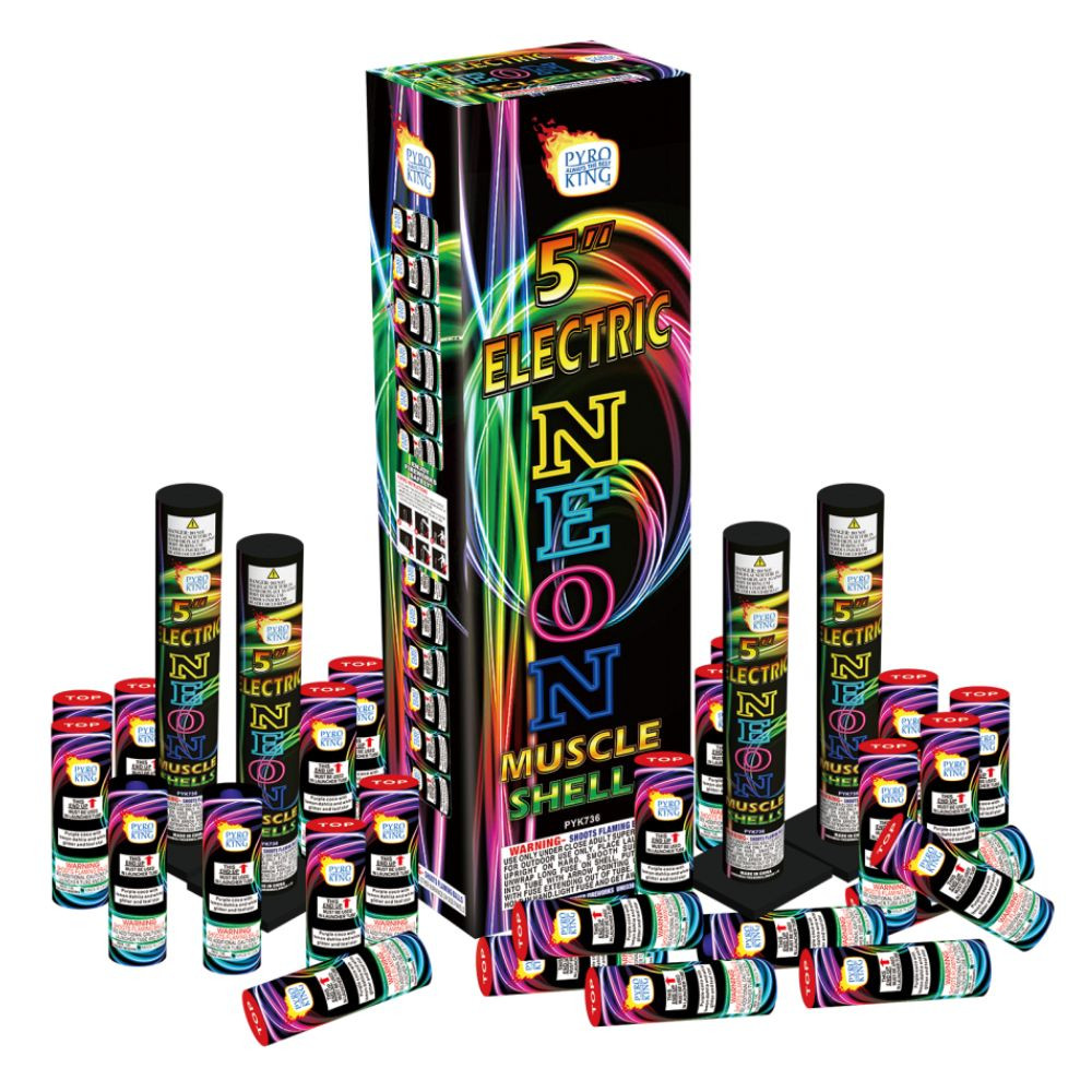 Electric Neon Muscle Shells 5" - Pyro King Brand Fireworks