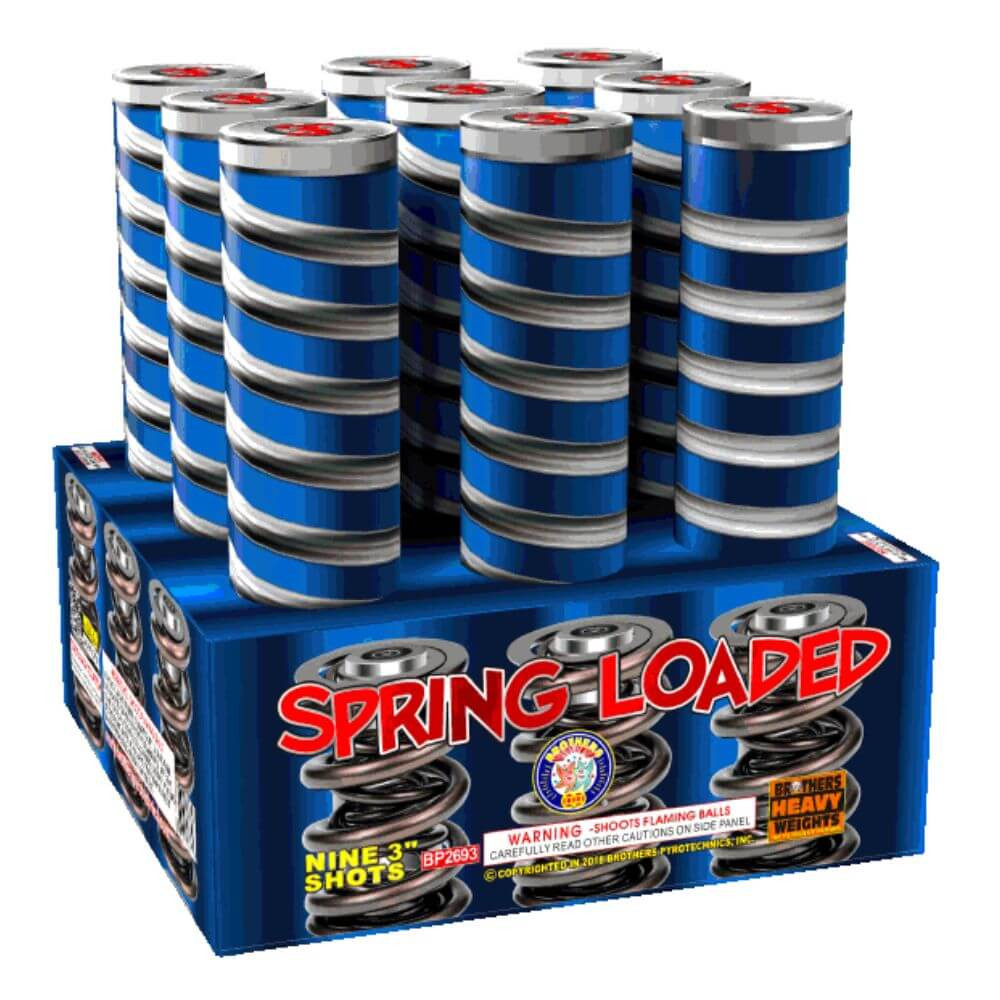 Spring Loaded 9 shot 500 Gram Cake - Brothers Pyrotechnics Brand Fireworks
